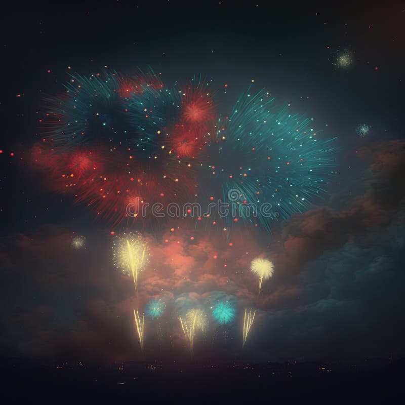 Realistic Colorful Fireworks. AI Render. Stock Illustration ...