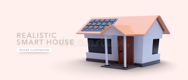 Realistic Colour 3d Smart House with Shadow Isolated on Light ...