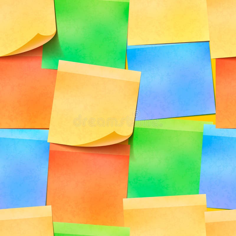 Realistic Colourful Sticky Notes Seamless Pattern Stock Vector ...