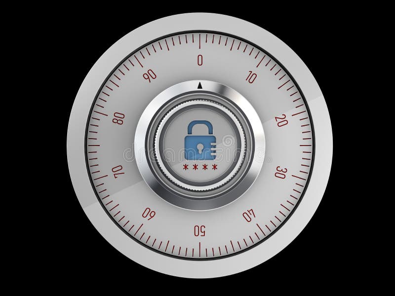 Realistic Combination Safe Lock. Isolated on Black Background. 3d ...