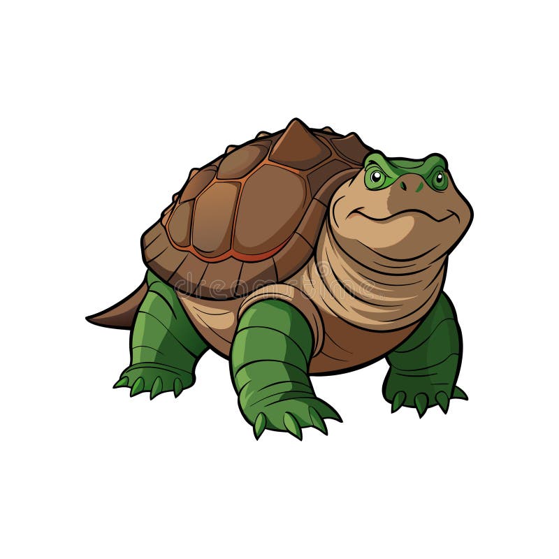 Realistic Common Snapping Turtle Wildlife Illustration Stock Image ...