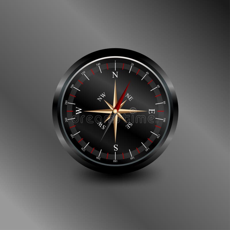 Realistic Compass Design, Used for Map Direction Navigation. Black ...