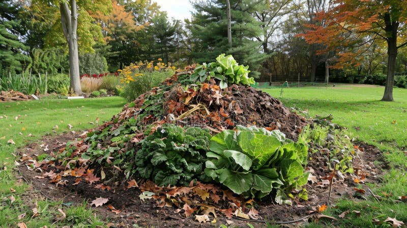 Realistic Compost Heap of Organic Waste with Visible Layers in a Garden ...