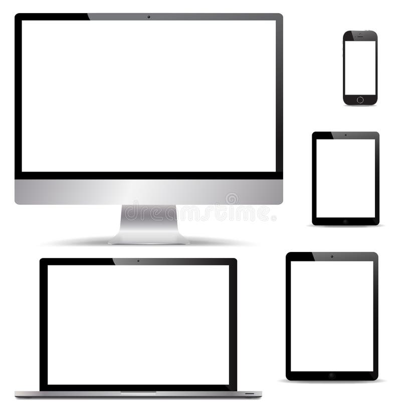 Realistic Computer Collection Stock Illustration - Illustration of ...