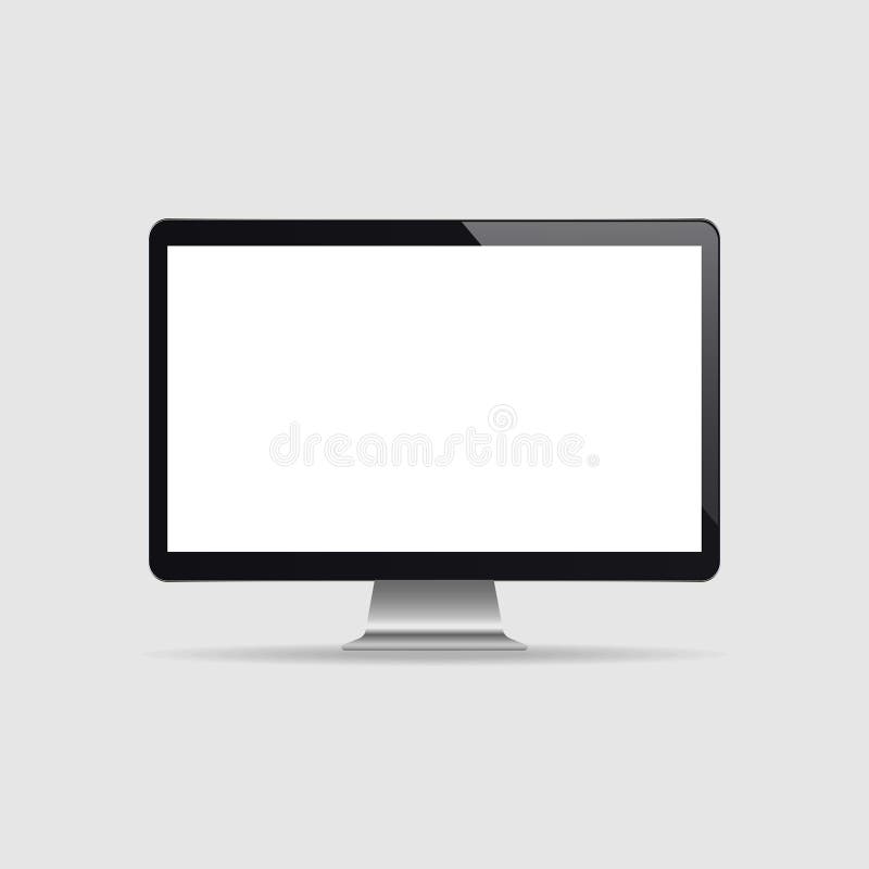 Realistic Computer Display Isolated on Grey Background. Vector ...