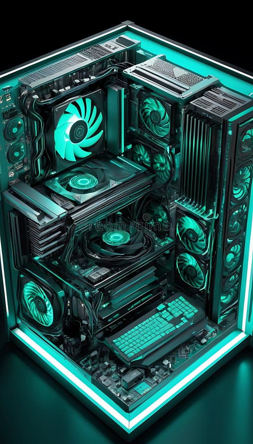 Isometric Liquid Cooling Tech in Computer Interior Stock Illustration ...