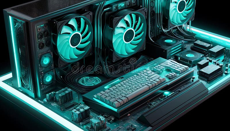 Isometric Liquid Cooling Tech in Computer Interior Stock Illustration ...