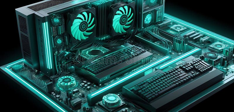 Isometric Liquid Cooling Tech in Computer Interior Stock Illustration ...