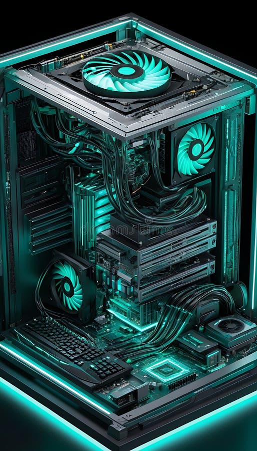 Isometric Liquid Cooling Tech in Computer Interior Stock Illustration ...