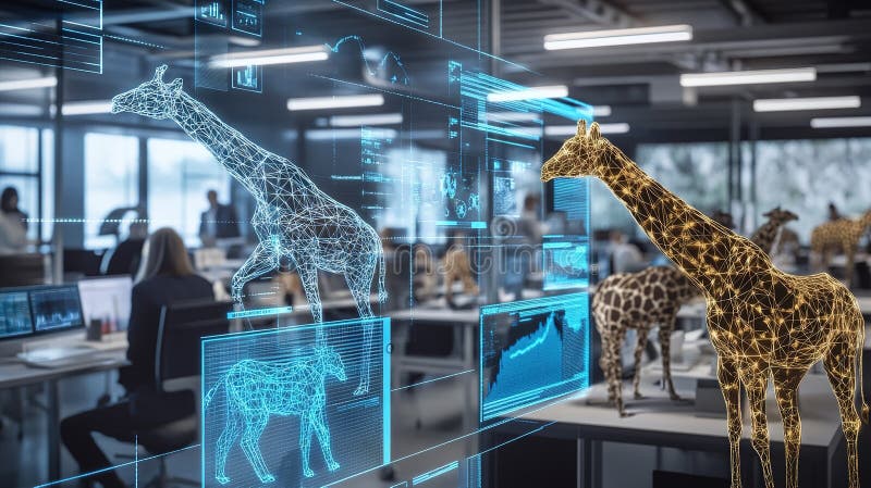 Realistic Computer-generated Giraffes in a Modern Office Setting with ...
