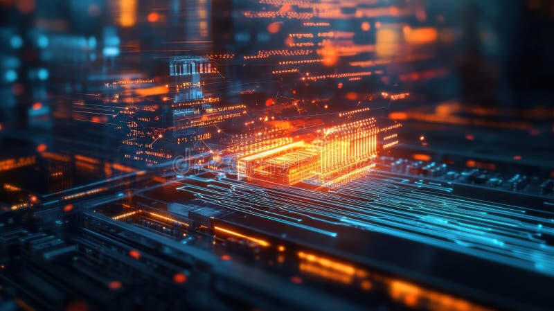 Realistic Computer Integrated Factory Scene Stock Photo - Image of ...