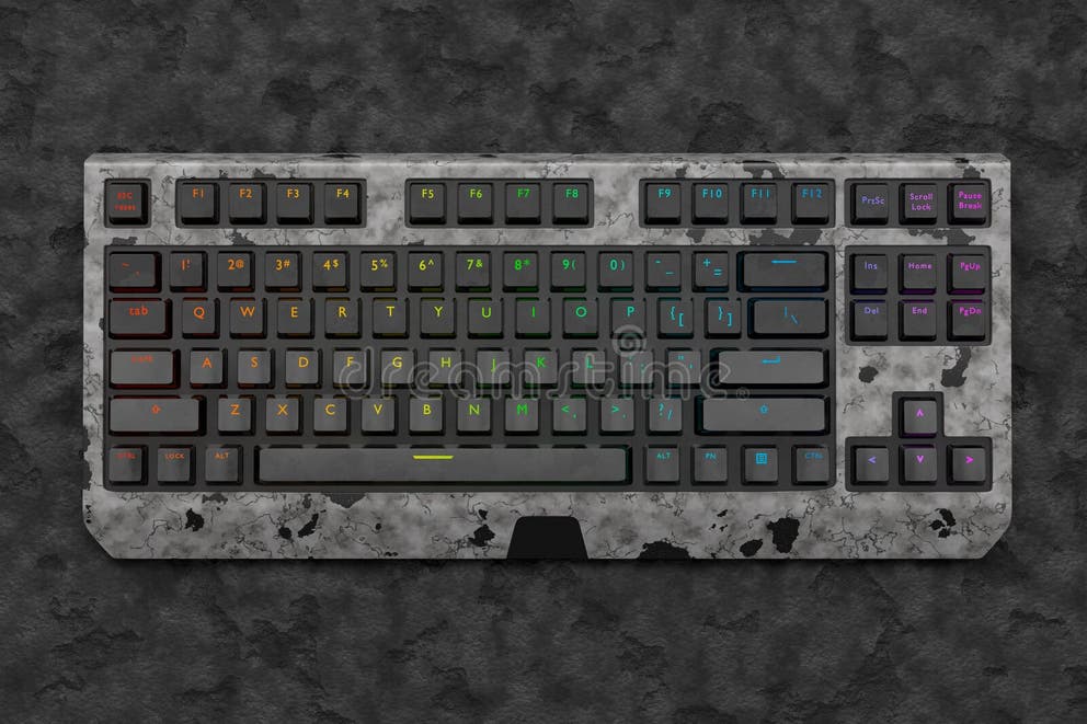 Realistic Computer Keyboard with Black Marble Texture Isolated on Dark ...