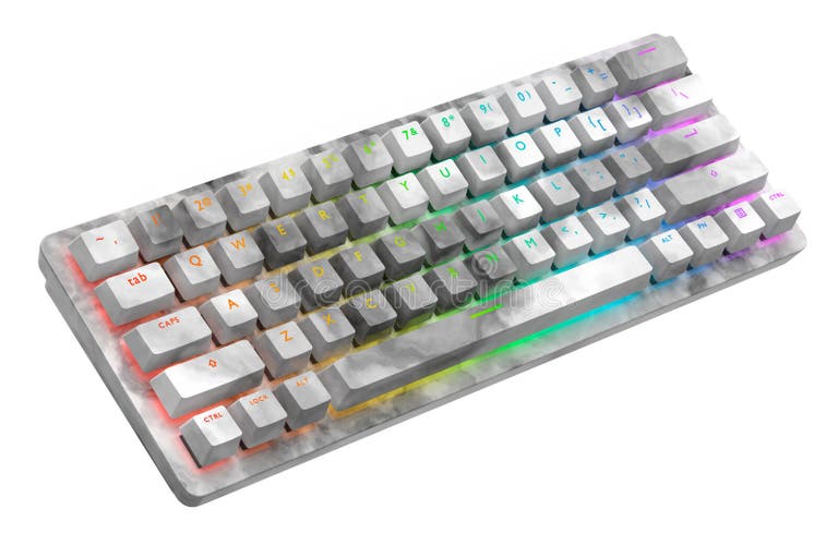 Realistic Computer Keyboard with Black Marble Texture Isolated on White ...