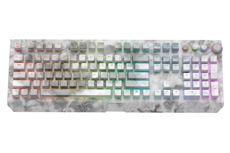 Realistic Computer Keyboard with Black Marble Texture Isolated on White ...