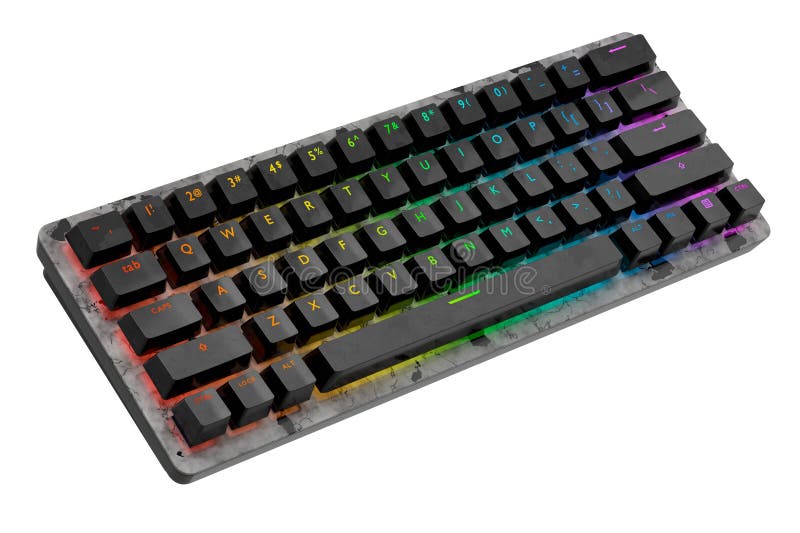 Realistic Computer Keyboard With Black Marble Texture Isolated On White