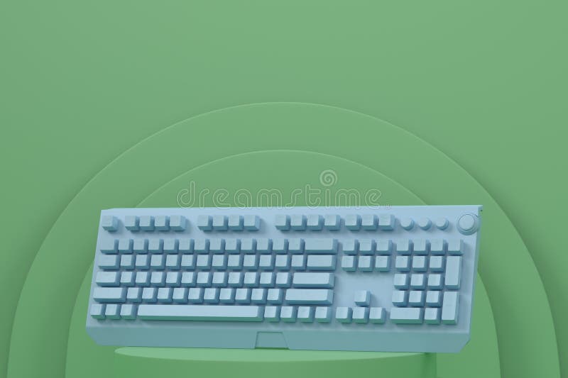 Realistic Computer Keyboard on Cylinder Podium with Step on Monochrome ...