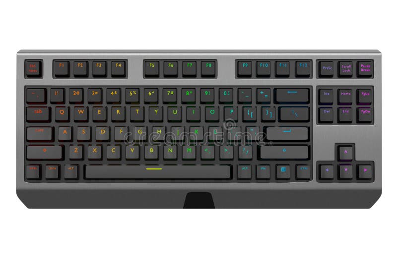 Realistic Computer Keyboard with Metallic Chrome Texture Isolated on ...