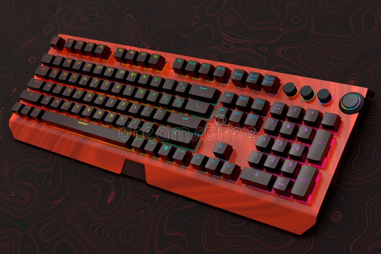 Realistic Computer Keyboard with Seamless Wavy Pattern Isolated on Dark ...