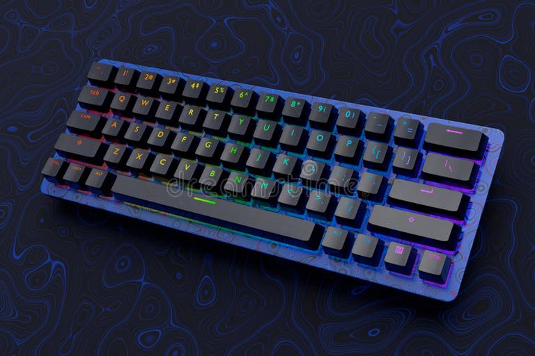 Realistic Computer Keyboard with Seamless Wavy Pattern Isolated on Dark ...