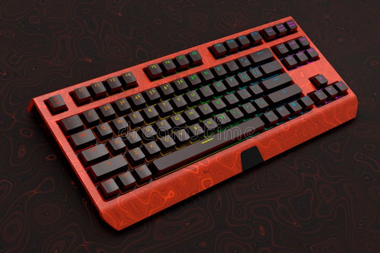 Realistic Computer Keyboard with Seamless Wavy Pattern Isolated on Dark ...