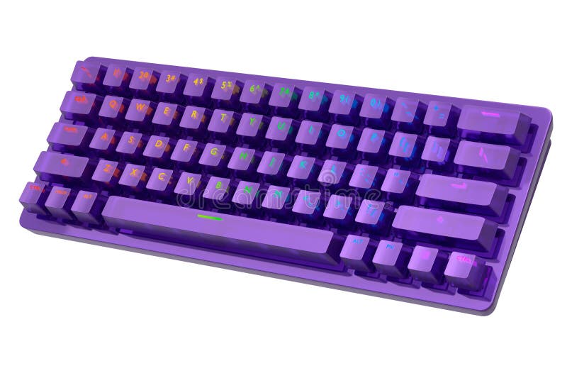 Realistic Computer Keyboard with Violet Chrome Texture Isolated on ...