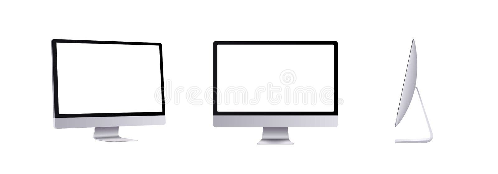 Flat Monitor. Modern PC Screen. Side View Stock Vector - Illustration ... Flat Monitor. Modern PC Screen. Side View Stock Vector - Illustration ...