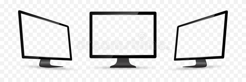 Realistic Computer Monitor Collection with Shadow. Blank Screen ...