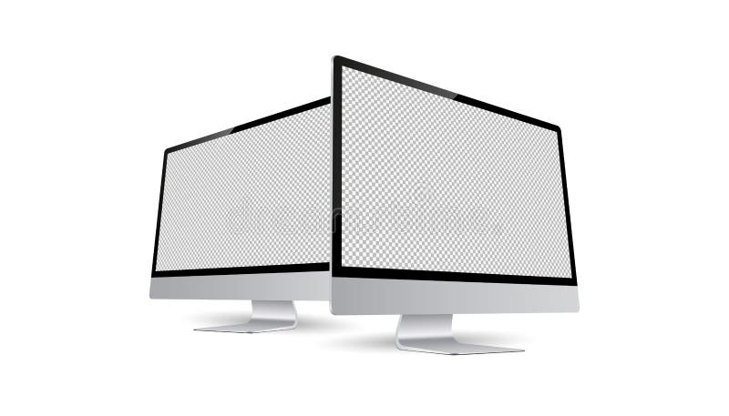 Realistic Computer Monitor Isolated on Transparent Background. Vector ...