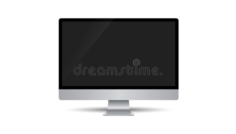 Realistic Computer Monitor Isolated on Transparent Background. Vector ...