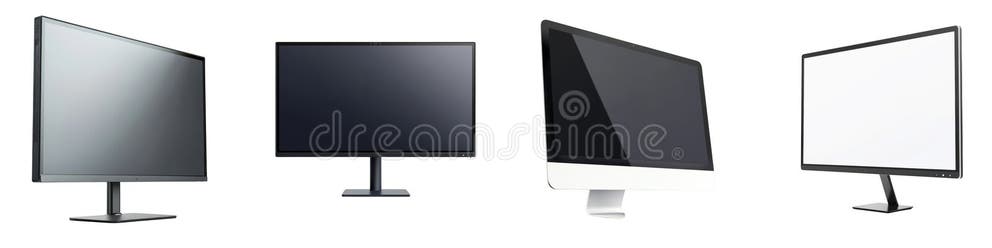 Realistic Computer Monitor Set. Computer Monitor Mockup Stock Image ...