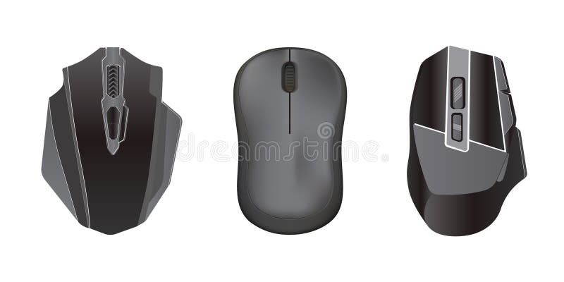Realistic Computer Mouse Collection. Set of Dark Gray Realistic ...