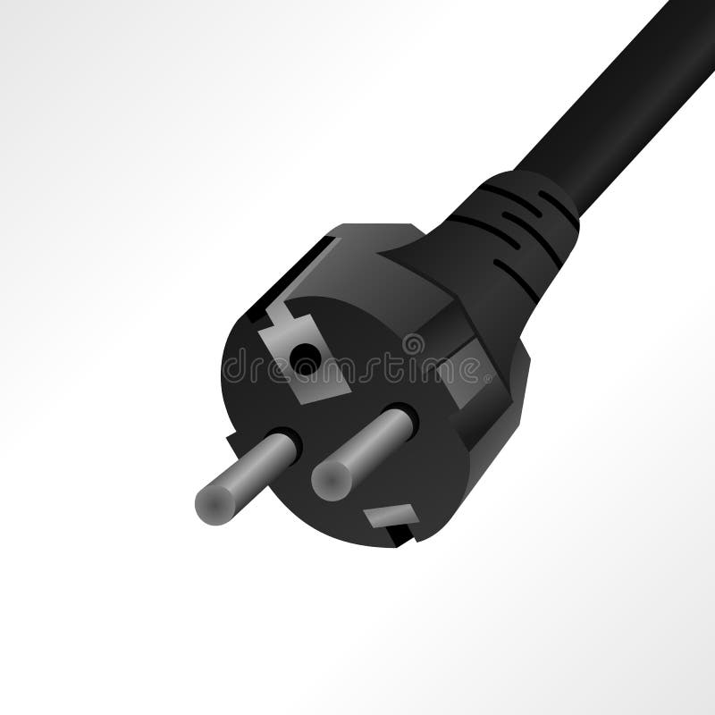 Realistic Computer Power Cord Cable Vector Illustration. Stock ...