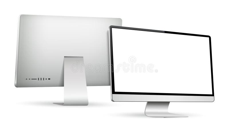 Realistic Computer Screen Front and Back View Stock Vector ...