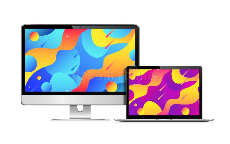 Set of Realistic Computer Monitor, Laptop, Tablet, Mobile Phone, Smart ...