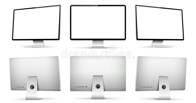 Realistic Computer Screen Mockup. Computer Display on Three Sides with ...
