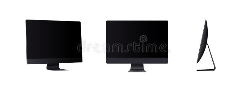 Realistic Computer Screen Mockup in Different Angles Isolated ...