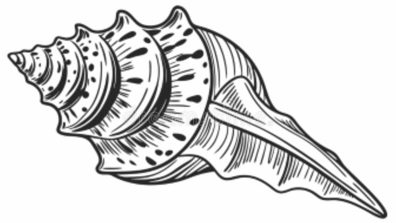 Realistic Conch Shell Drawing, Vector Design Generative AI Stock Vector ...
