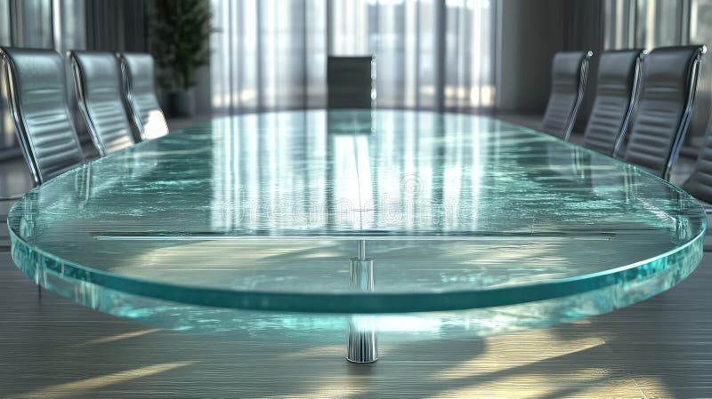 Realistic Conference Glass Table Stock Illustration - Illustration of ...