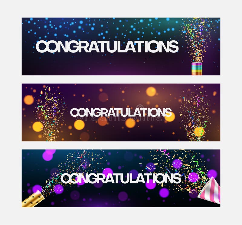 Realistic Congratulations Banner Collection with Place for Text ...