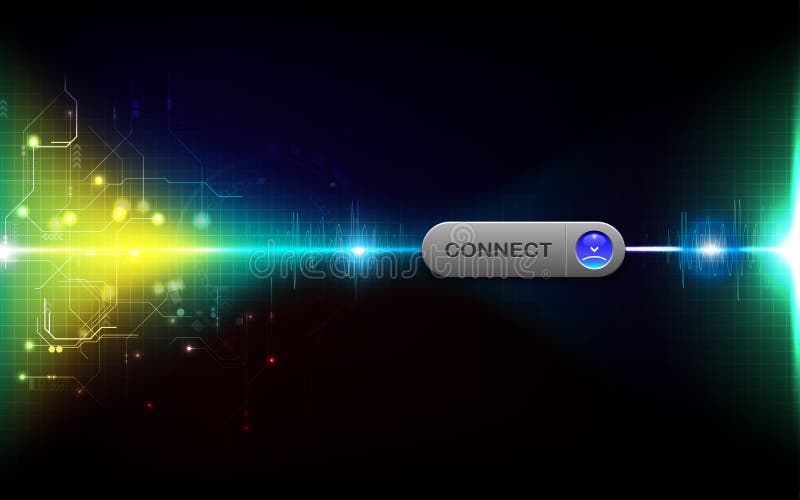 Realistic Connect Button on Abstract Technology Background Stock Vector ...