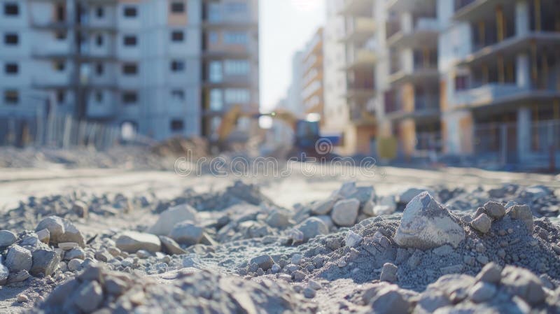 Realistic Construction Site Background with Blurred Buildings and Depth ...