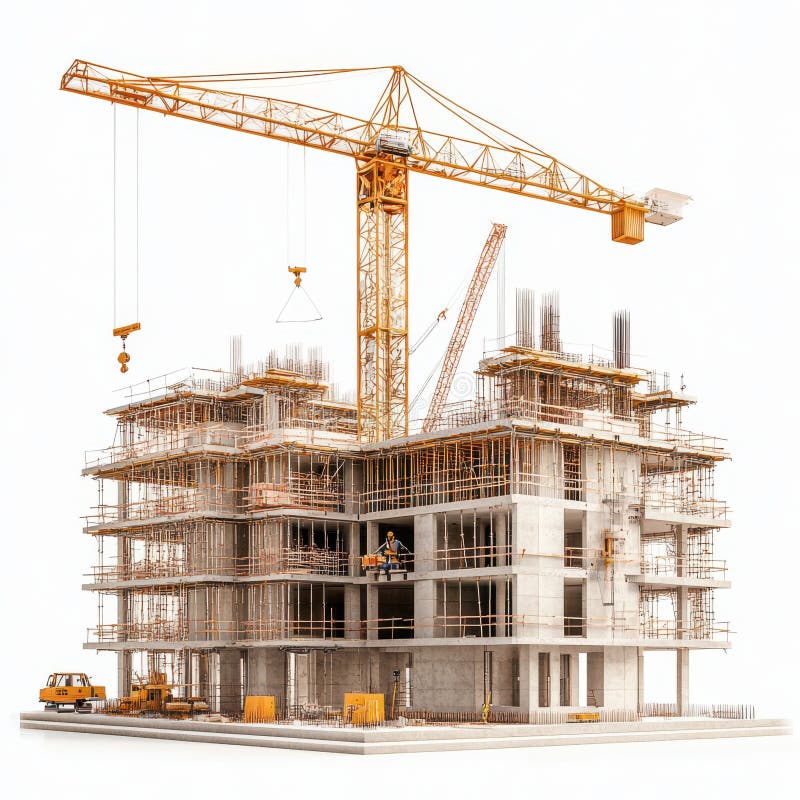 Realistic Construction Site with Cranes and Buildings Under ...