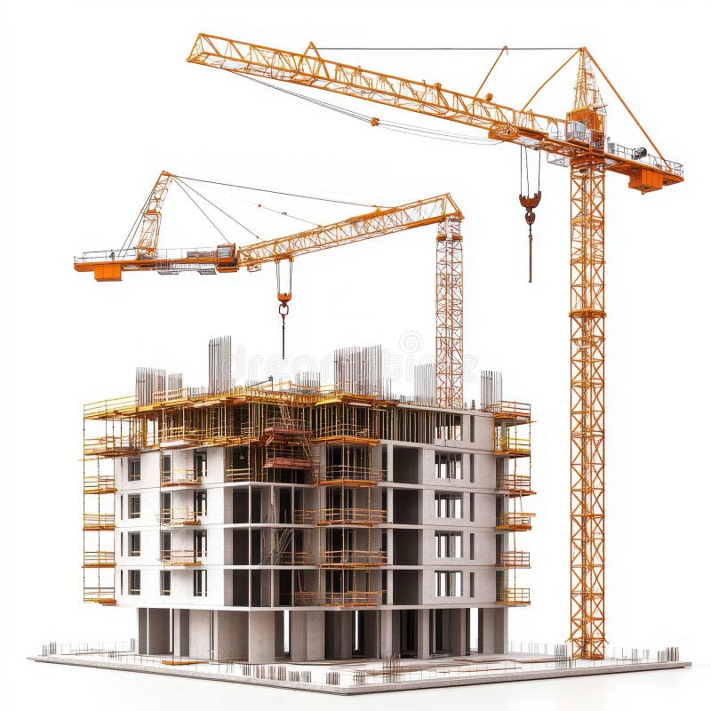 Realistic Construction Site with Cranes and Buildings Under ...