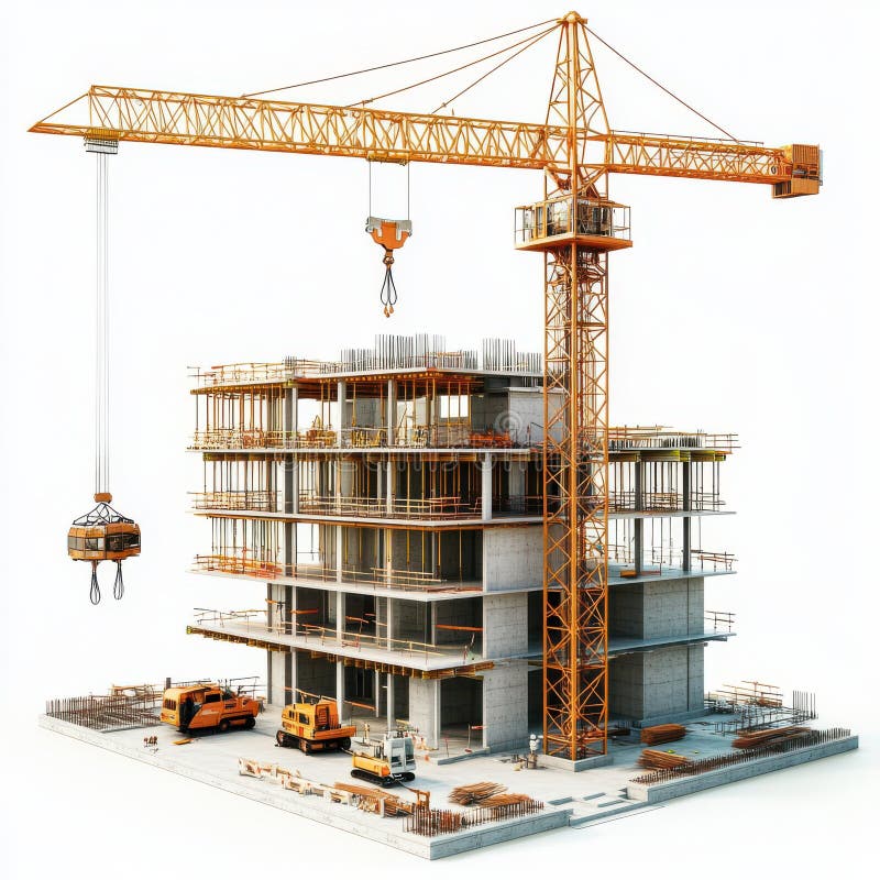 Realistic Construction Site with Cranes and Buildings Under ...