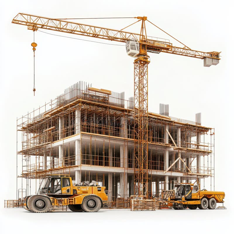 Realistic Construction Site with Cranes and Buildings Under ...