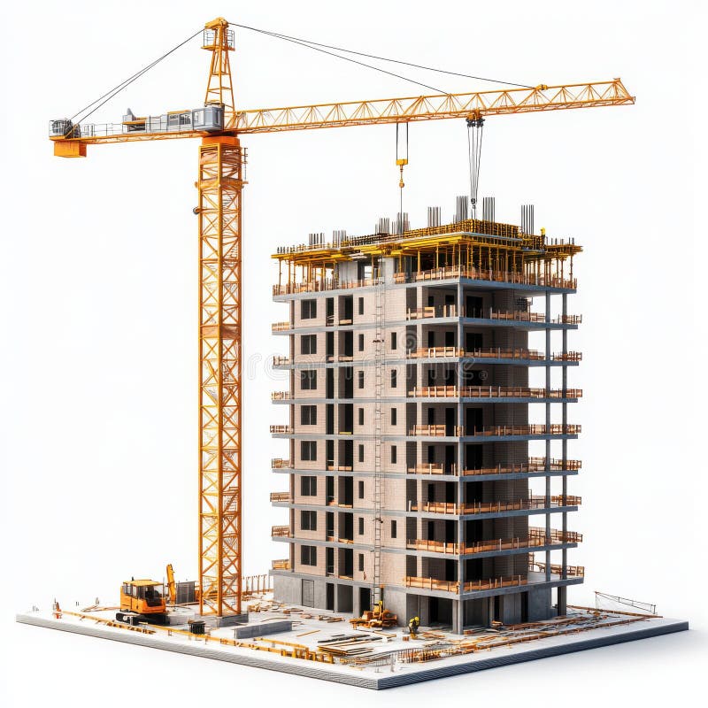 Realistic Construction Site with Cranes and Buildings Under ...