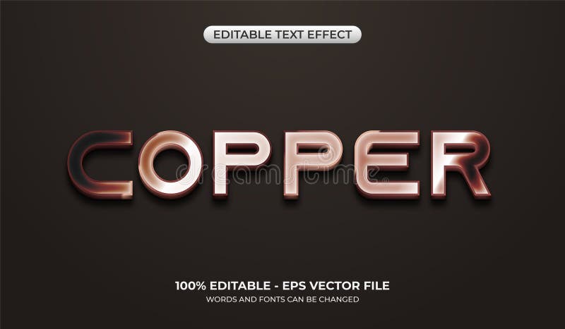 Realistic Copper Text Effect. Editable Metallic Bronze Text Effect ...