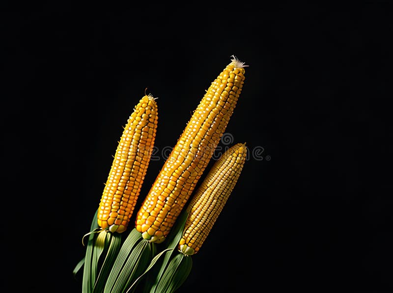 Realistic Corn Black Background Long Shot Sharp. Stock Illustration ...