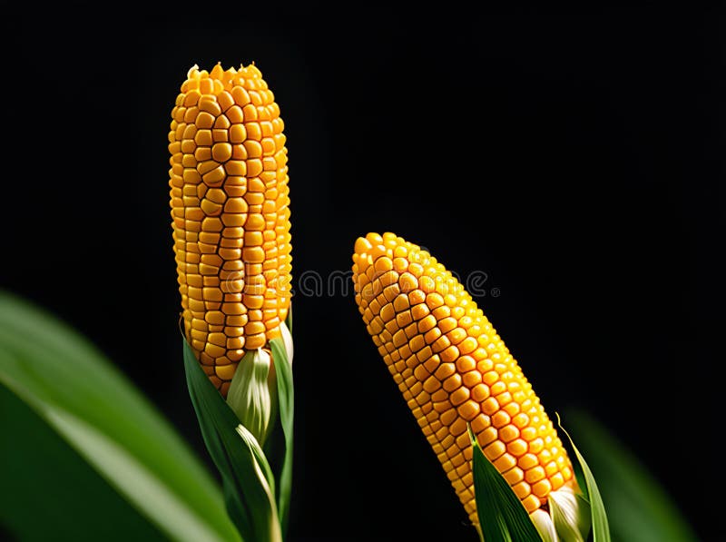 Realistic Corn Black Background Sharp Focus Stock Illustration ...