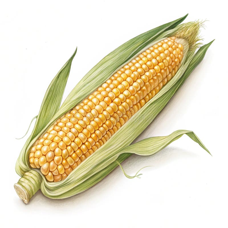 Realistic Corn Cob with Seeds Stock Illustration - Illustration of ...